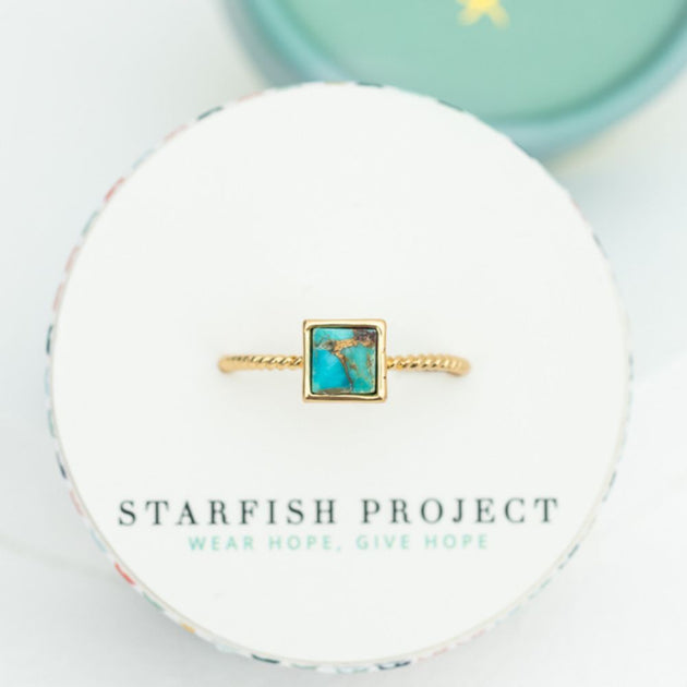 Jayne Turquoise Adjustable Square Ring – Zee Bee Market LLC