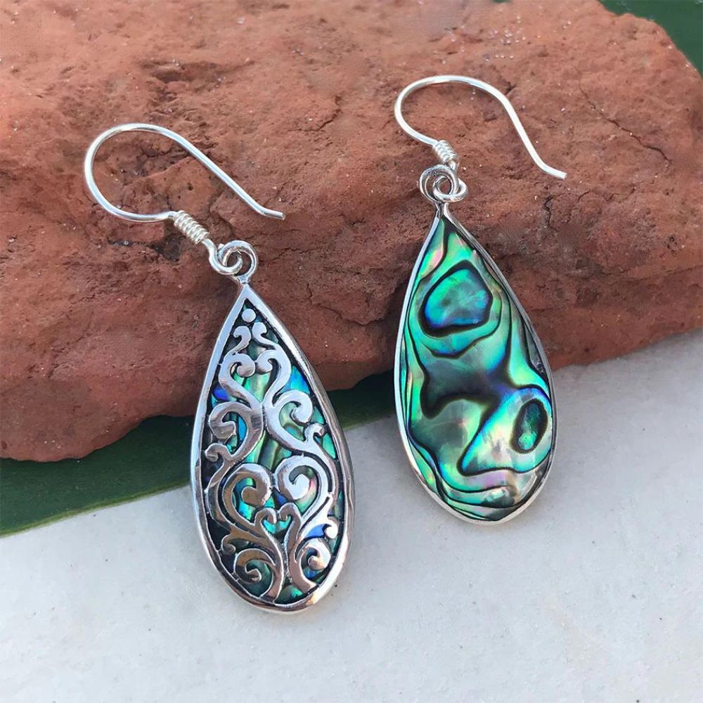 abalone silver earrings