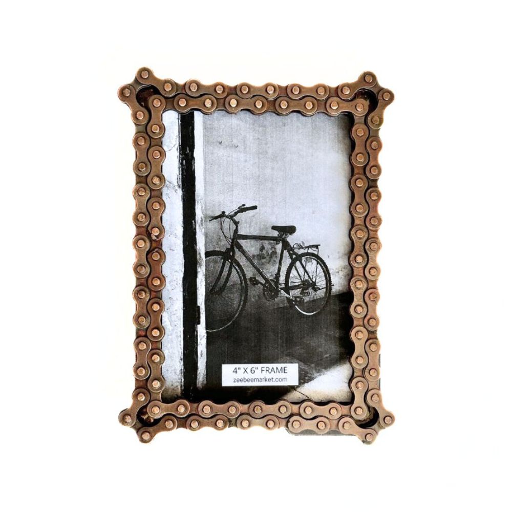 Recycled Bike Chain Rectangular Photo Frame 4" x 6" – Zee Bee Market LLC