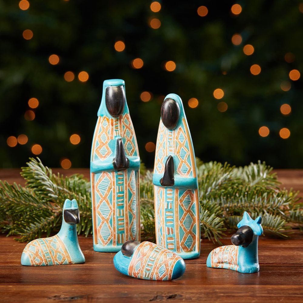 Kitenge Soapstone Nativity Set – Zee Bee Market LLC