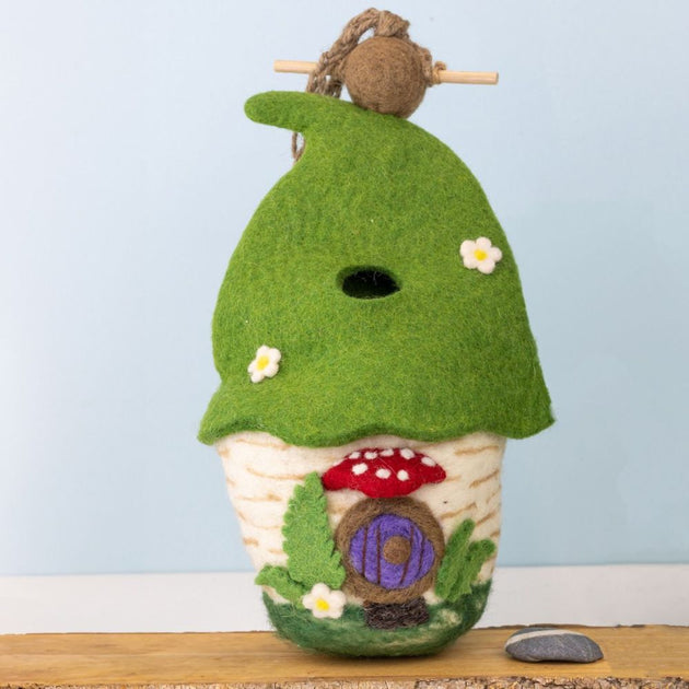 Felted Wool Birdhouse Woodland Fairy House Zee Bee Market Llc