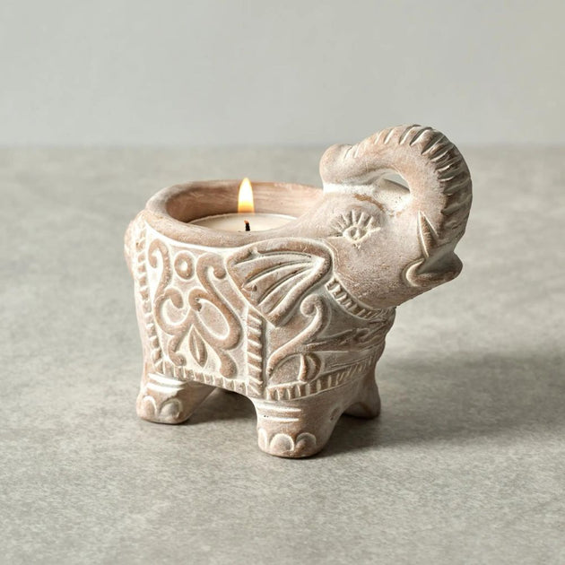Tiny Terracotta Elephant Tea Light Holder – Zee Bee Market LLC