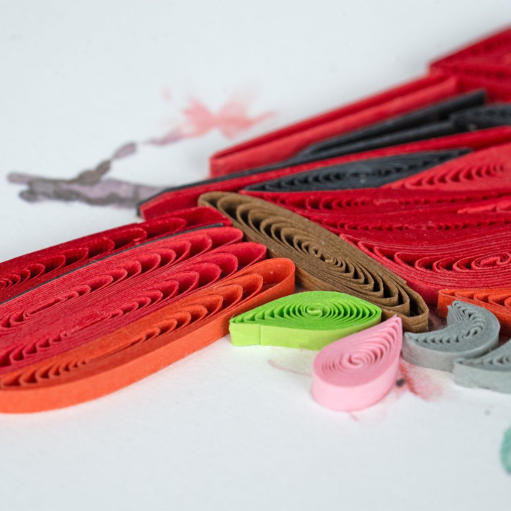 Cardinal and Cherry Blossom Quilled Greeting Card – Zee Bee Market LLC