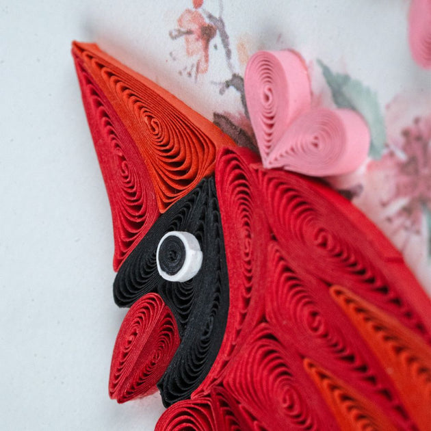 Cardinal and Cherry Blossom Quilled Greeting Card – Zee Bee Market LLC