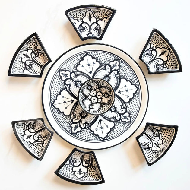 Haqima Hand-painted Ceramic Tapas Server Set – Zee Bee Market LLC