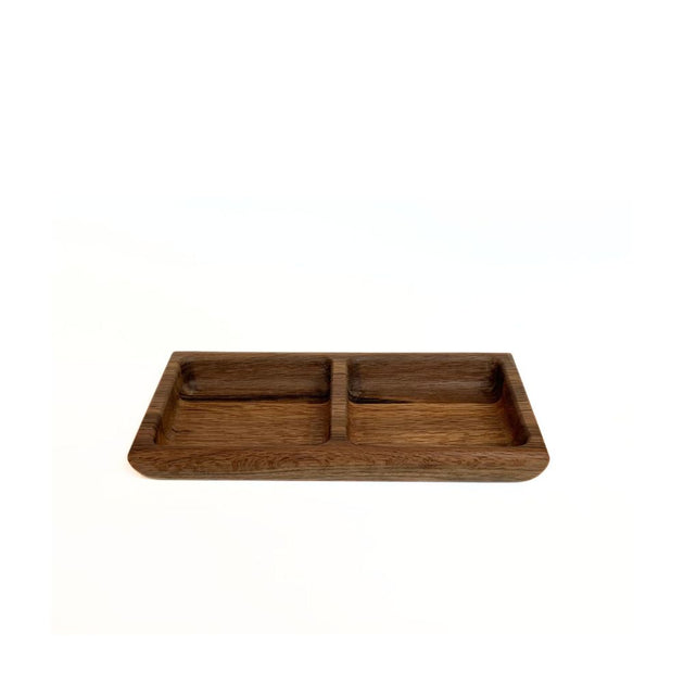 Oak Wood Double Snack Serving Tray – Zee Bee Market LLC