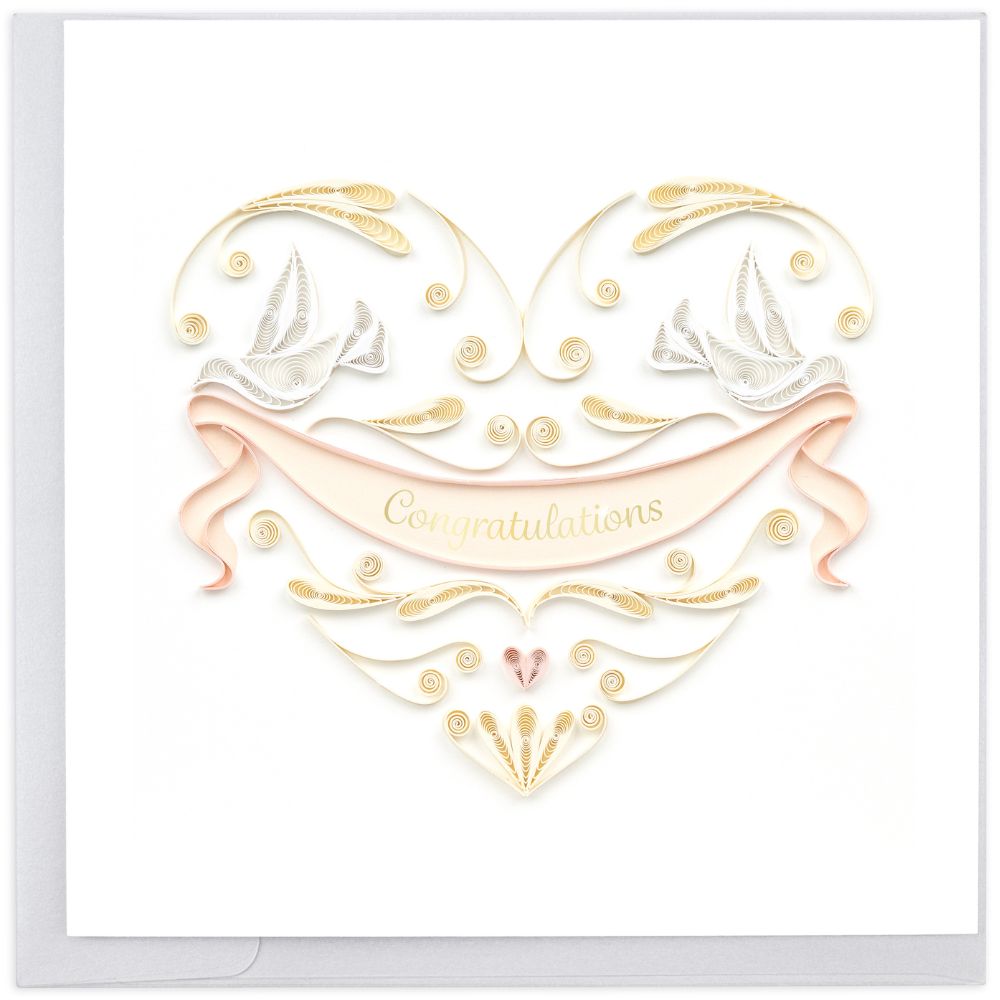 Wedding Doves Heart Quilled Greeting Card – Zee Bee Market LLC