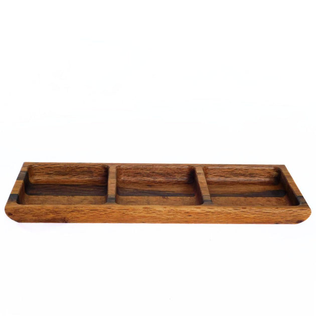 Oak Wood Triple Snack Serving Tray – Zee Bee Market LLC