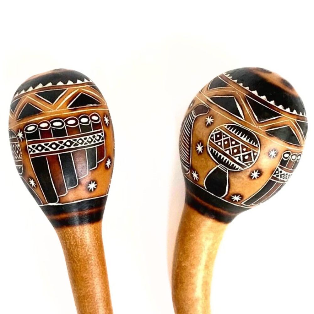 Hand-carved Gourd Maraca – Zee Bee Market LLC