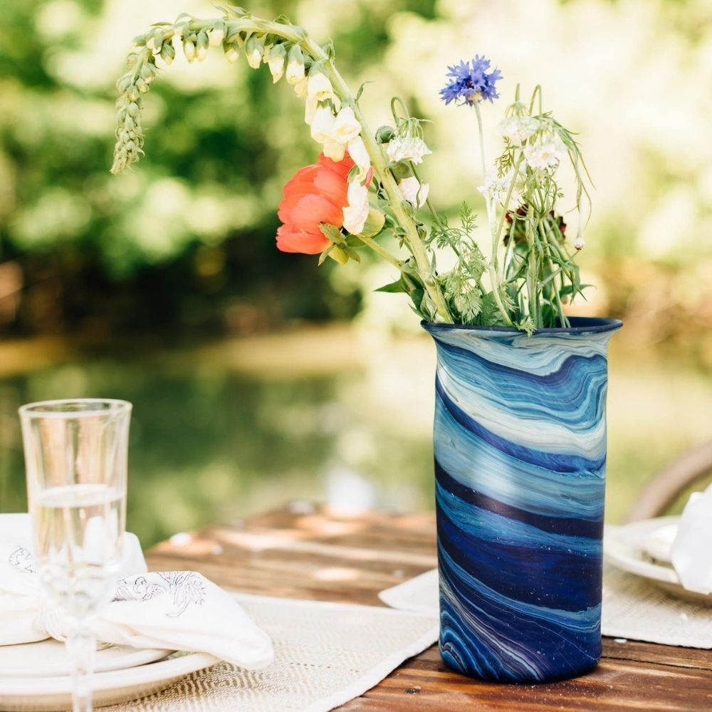 Phoenician Glass Deep Sea Vase – Zee Bee Market LLC