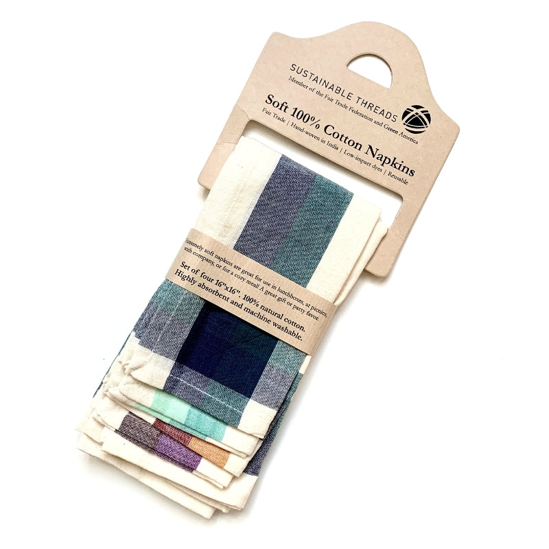 Hand-woven Clove Madras Napkins, Set of 4 – Zee Bee Market LLC