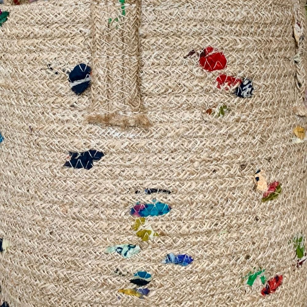 Jute and Sari Bits Basket with Handles – Zee Bee Market LLC