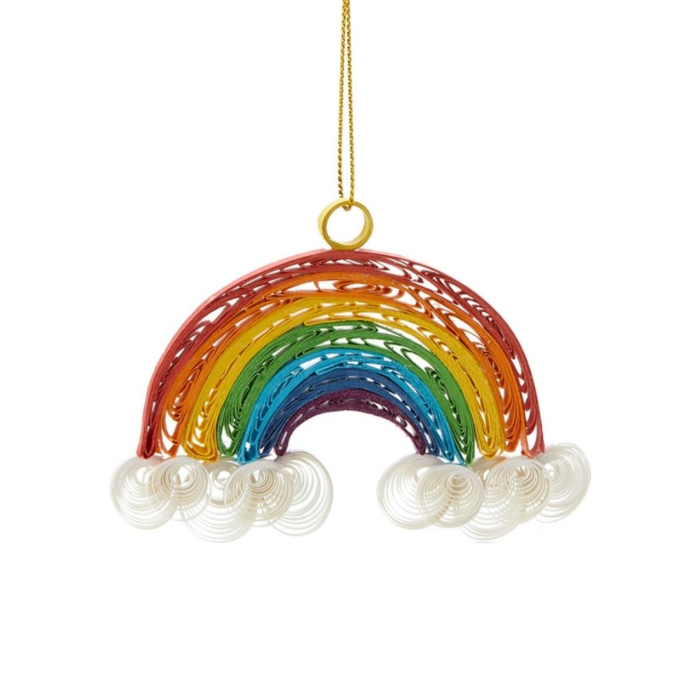 Quilled Rainbow with Clouds Ornament – Zee Bee Market LLC