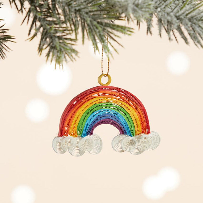 Quilled Rainbow with Clouds Ornament – Zee Bee Market LLC