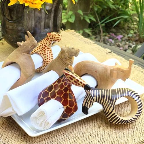 Mahogany Animal Napkin Rings Set – Zee Bee Market LLC