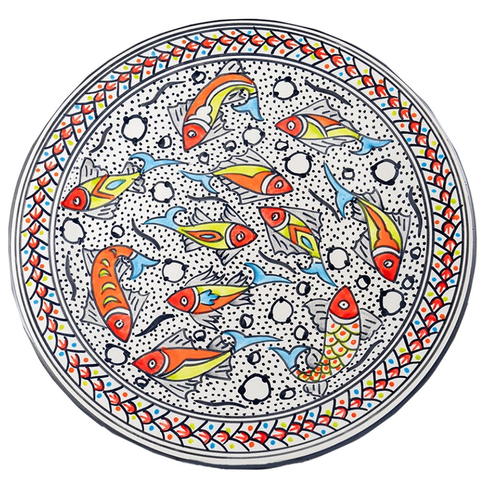 Rainbow Fish Hand-painted Round Platter – Zee Bee Market LLC