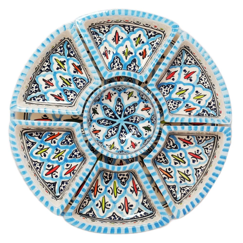 Rosette Hand-painted Ceramic Tapas Server Set – Zee Bee Market LLC