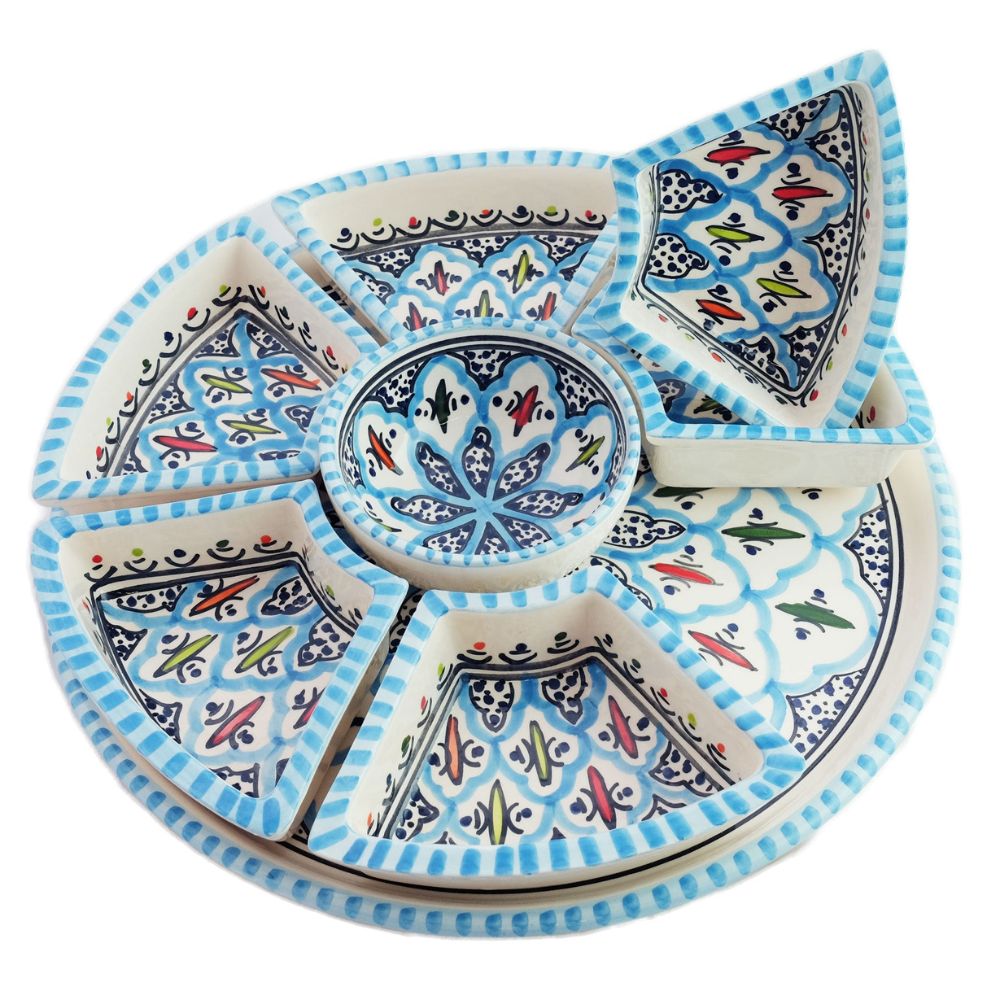 Rosette Hand-painted Ceramic Tapas Server Set – Zee Bee Market LLC