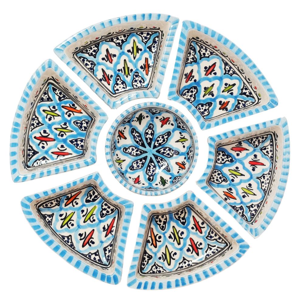 Rosette Hand-painted Ceramic Tapas Server Set – Zee Bee Market LLC