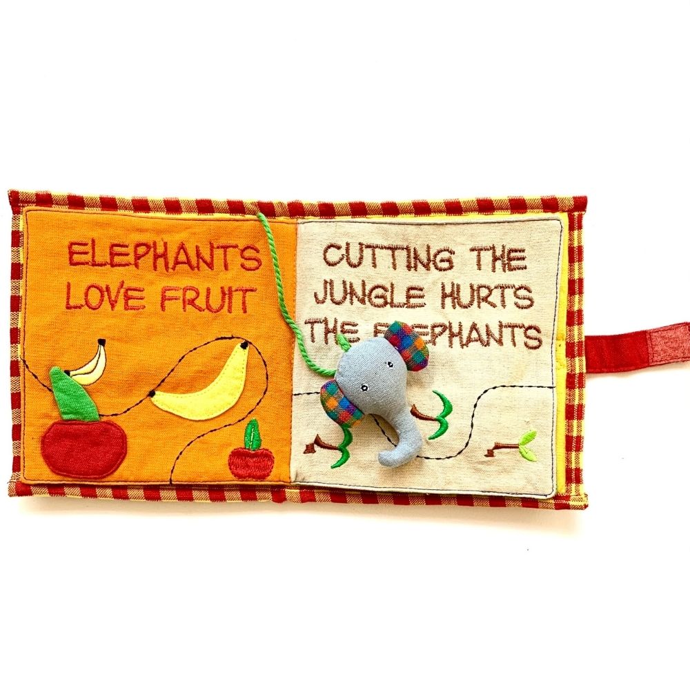 Fabric Kids Book - Save The Elephants – Zee Bee Market LLC