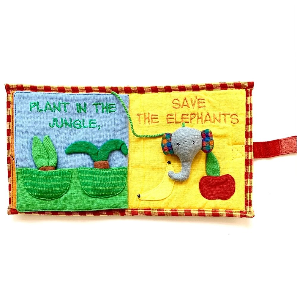 Fabric Kids Book - Save The Elephants – Zee Bee Market LLC
