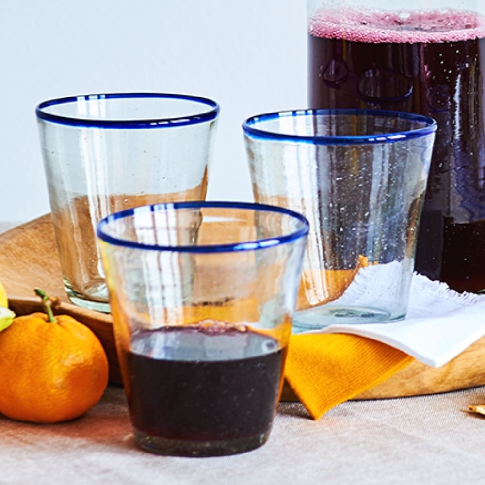 Glass Works – Tagged "Blue Rim Water Glass"– Zee Bee Market LLC