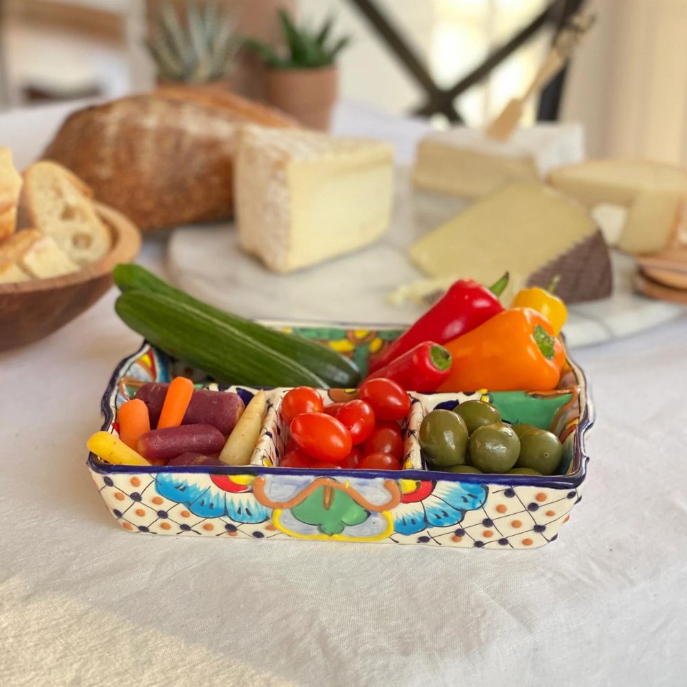 Handmade Pottery 9-inch Divided Serving Platter – Zee Bee Market LLC