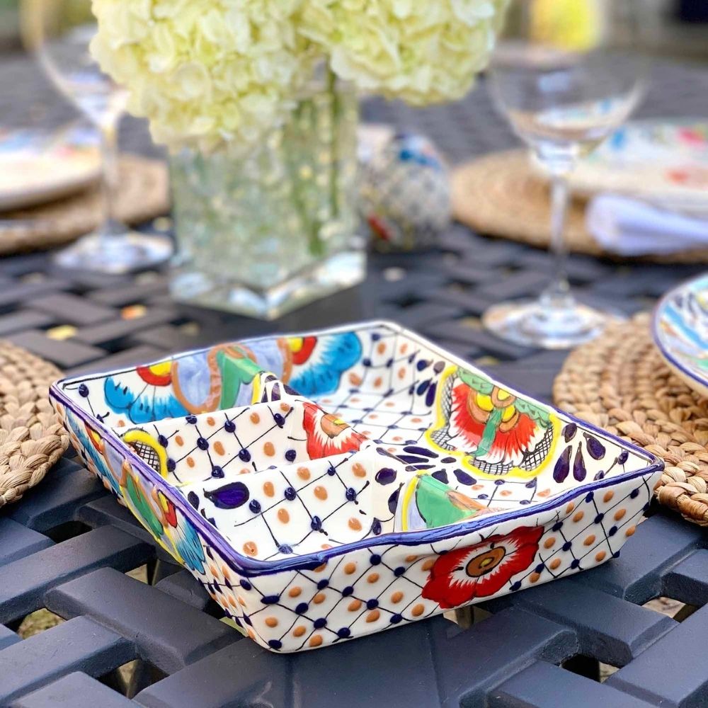 Handmade Pottery 9-inch Divided Serving Platter – Zee Bee Market LLC